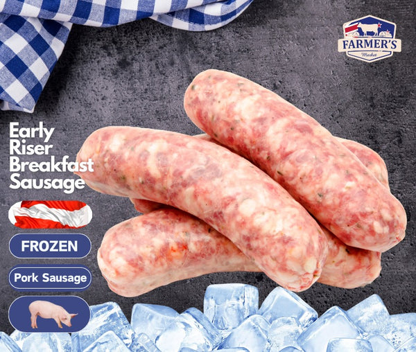FROZEN - Pure Pork Breakfast Early Riser Sausage, Approx 500g Pack ...